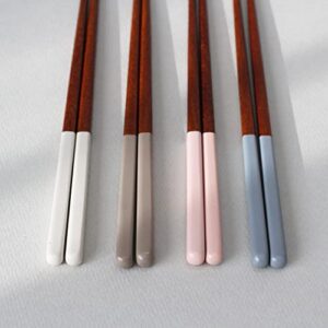 Chopsticks Reusable Rose Wood Lacquer Wooden chopsticks Set of 4 Non Stick (4PCS) (Ivory)