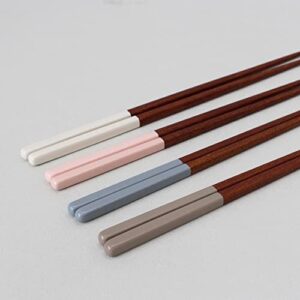 Chopsticks Reusable Rose Wood Lacquer Wooden chopsticks Set of 4 Non Stick (4PCS) (Ivory)