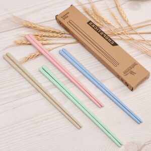 8 Pairs Reusable Chopsticks Dishwasher Safe, ECO-Friendly Wheat Straw Chinese Chopsticks Alternative to Wooden Plastic Bamboo (4 Colors)