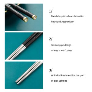 5 Pairs Creative Metal Chopstick Chop Sticks，Japanese Korea Reusable Metal Chopsticks for Dishwasher Safe