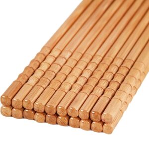 10 pairs bamboo chopsticks, reusable japanese wood chopstick set portable travel chopsticks for restaurant home use for eating cooking