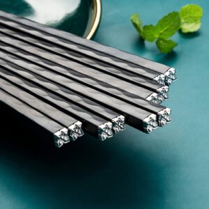 5 piars 304 stainless steel chopsticks household metal chopsticks alloy chopstick gift set