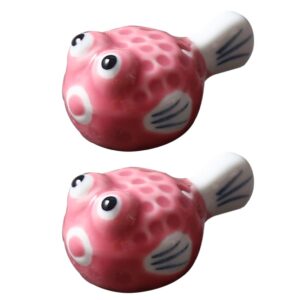 hemoton 2pcs japanese chopsticks rest ceramic chopstick holder puffer fish chopsticks rest cute animal chopstick rack for chopsticks spoons forks knives (pink)