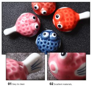 Hemoton 2Pcs Japanese Chopsticks Rest Ceramic Chopstick Holder Puffer Fish Chopsticks Rest Cute Animal Chopstick Rack for Chopsticks Spoons Forks Knives (Pink)