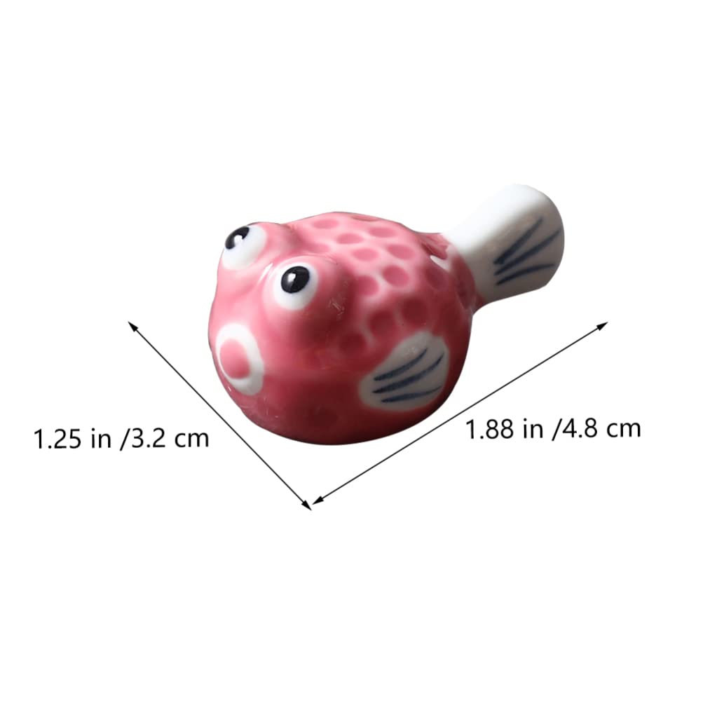 Hemoton 2Pcs Japanese Chopsticks Rest Ceramic Chopstick Holder Puffer Fish Chopsticks Rest Cute Animal Chopstick Rack for Chopsticks Spoons Forks Knives (Pink)