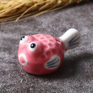 Hemoton 2Pcs Japanese Chopsticks Rest Ceramic Chopstick Holder Puffer Fish Chopsticks Rest Cute Animal Chopstick Rack for Chopsticks Spoons Forks Knives (Pink)