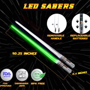 Lightsaber Chopsticks Light Up - LED Glowing Light Saber Chop Sticks - Reusable Sushi Lightup Sabers Chopstick Set Of 2 Pairs - Green & Red