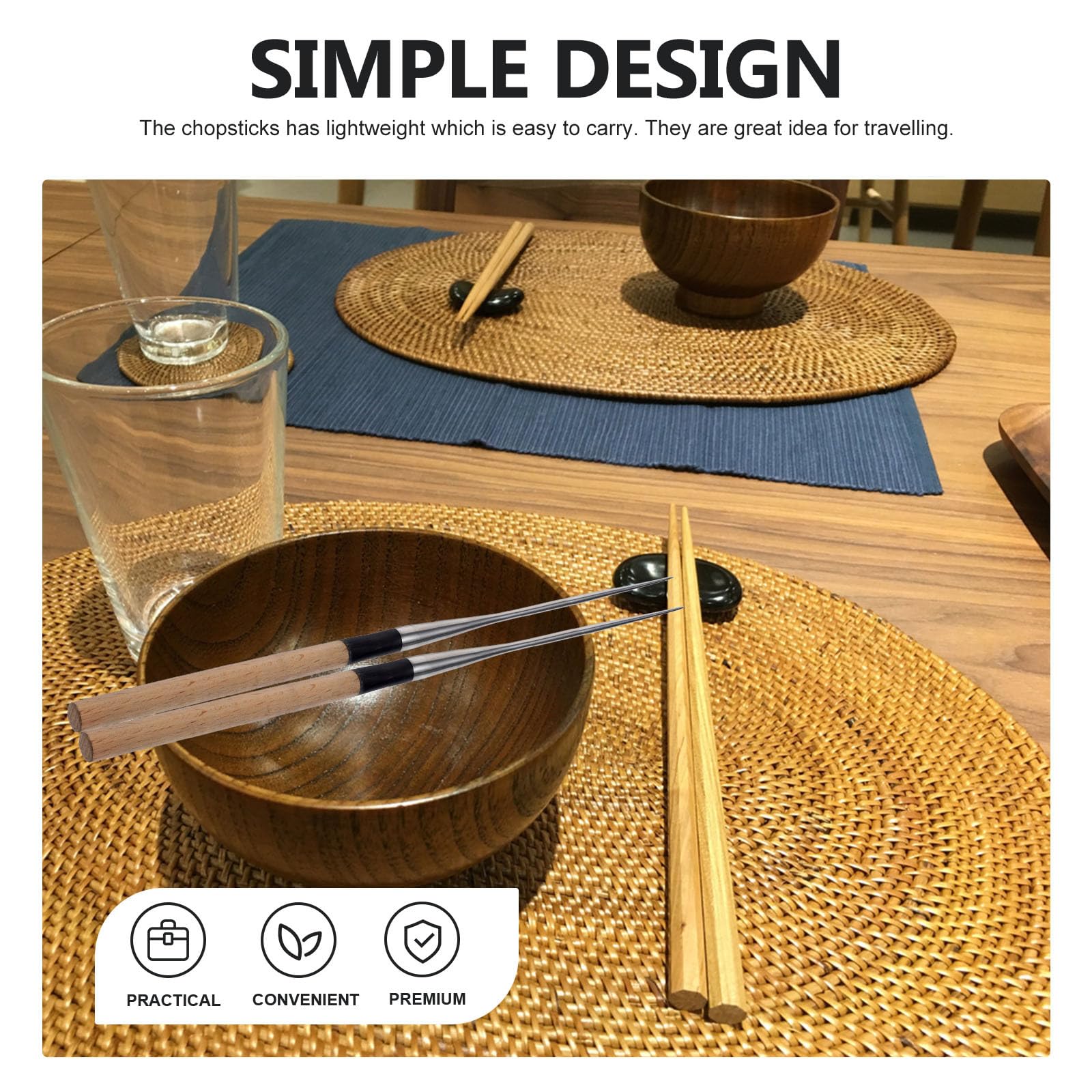 Hemoton 1 Pair Stainless Steel Sushi Chopstick Reusable Chopsticks Sashimi Chopsticks Japanese Style Chopsticks with Wooden Handle for Home Restaurant