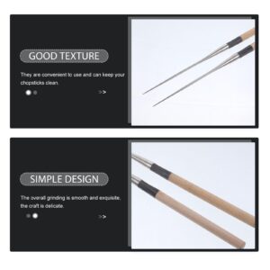 Hemoton 1 Pair Stainless Steel Sushi Chopstick Reusable Chopsticks Sashimi Chopsticks Japanese Style Chopsticks with Wooden Handle for Home Restaurant