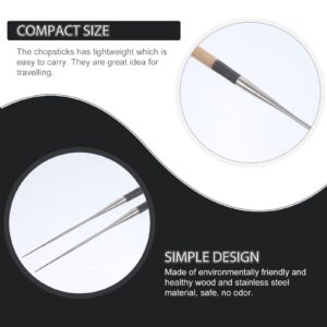 Hemoton 1 Pair Stainless Steel Sushi Chopstick Reusable Chopsticks Sashimi Chopsticks Japanese Style Chopsticks with Wooden Handle for Home Restaurant