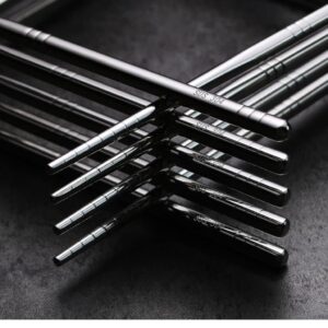 Stainless Steel Chopsticks, Non-slip Chopsticks Mirror Polished Chopsticks, Chinese Style Tableware Kitchen Accessories(19cm-4 pair with no mark)