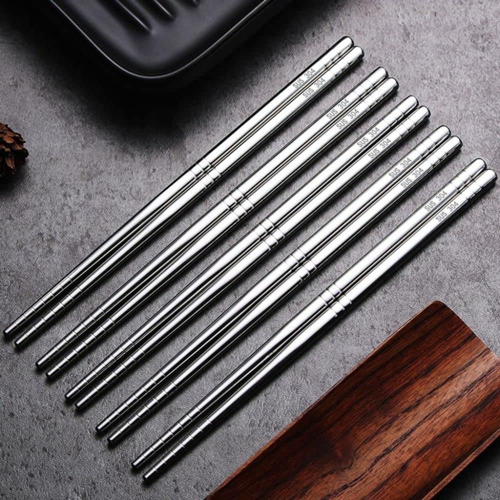 Chopsticks 1/2/4 Pair Stainless Steel Chopsticks Chinese Style Non-slip Metal Chopsticks Set Tableware Home Kitchen Supplies(23cm-1 pair with no mark)