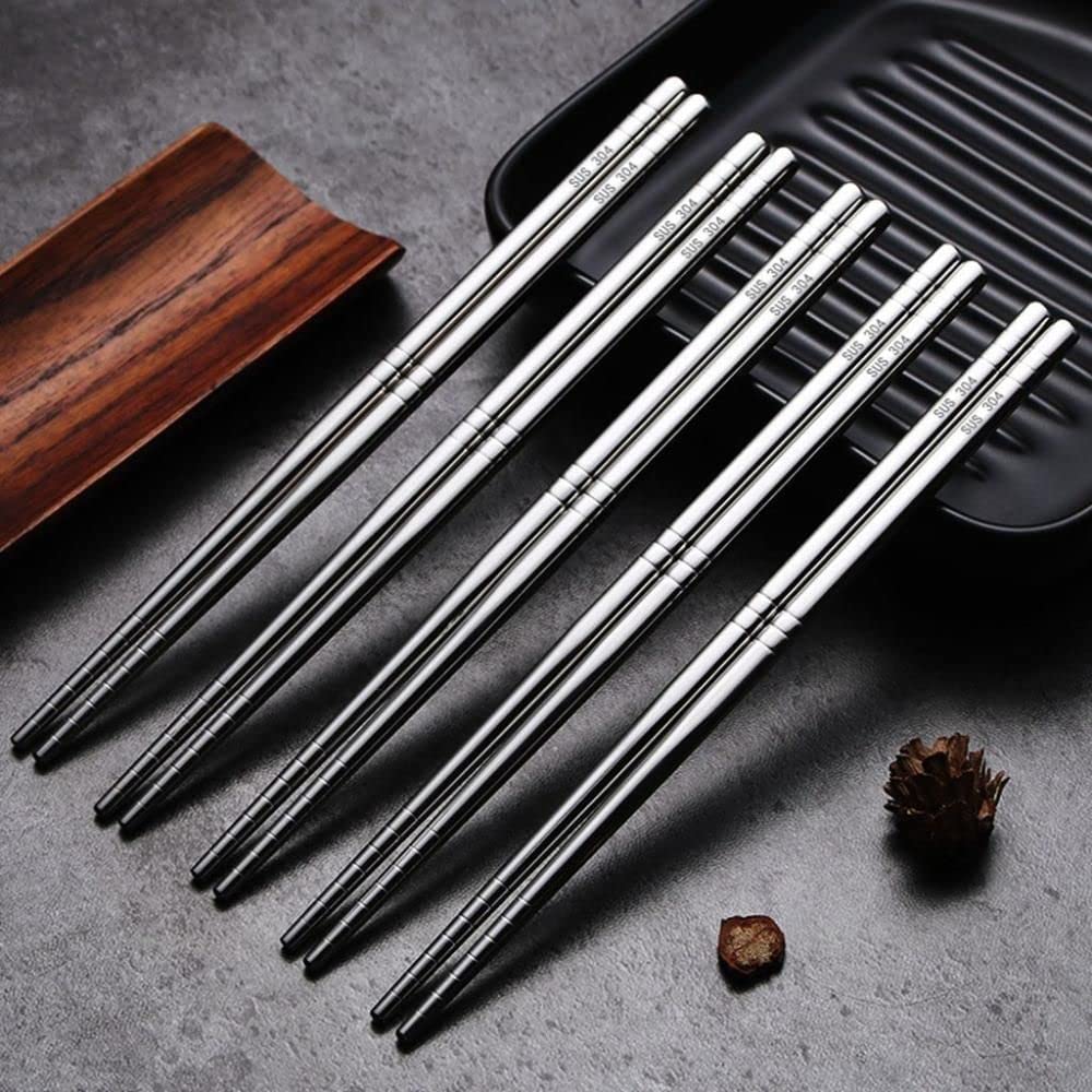 Chopsticks 1/2/4 Pair Stainless Steel Chopsticks Chinese Style Non-slip Metal Chopsticks Set Tableware Home Kitchen Supplies(23cm-1 pair with no mark)