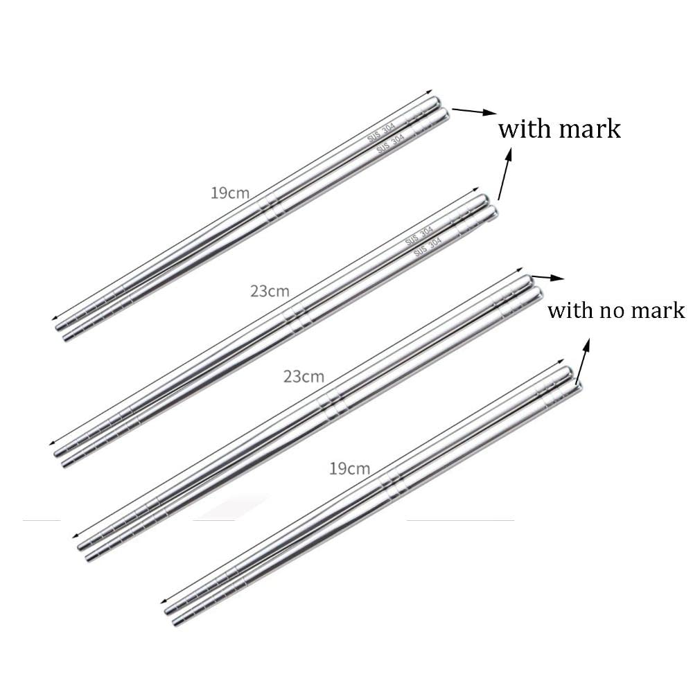 Chopsticks 1/2/4 Pair Stainless Steel Chopsticks Chinese Style Non-slip Metal Chopsticks Set Tableware Home Kitchen Supplies(23cm-1 pair with no mark)