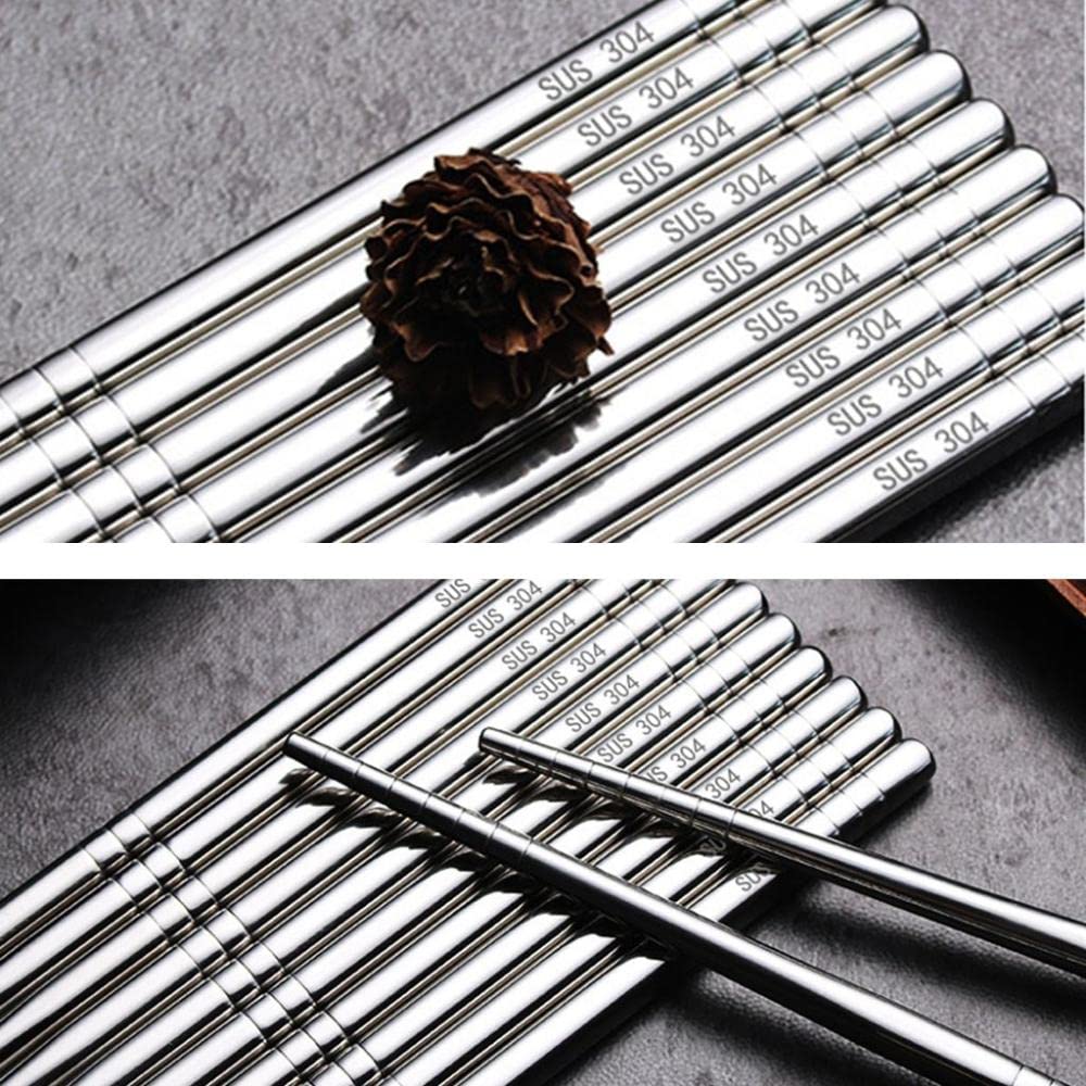 Chopsticks 1/2/4 Pair Stainless Steel Chopsticks Chinese Style Non-slip Metal Chopsticks Set Tableware Home Kitchen Supplies(23cm-1 pair with no mark)