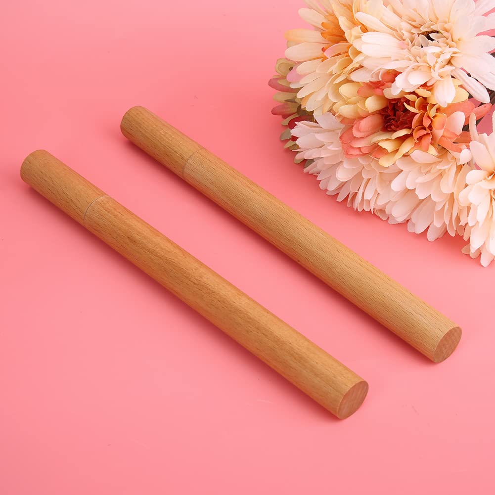 Portable Wooden Chopsticks Storage Box,plplaaoo Chopsticks Storage Case,25x2cm Reusable Wooden Chopsticks Storage Tube Pipe Carrier for Home,Outdoor Picnic