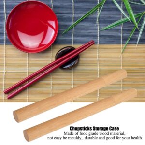 Portable Wooden Chopsticks Storage Box,plplaaoo Chopsticks Storage Case,25x2cm Reusable Wooden Chopsticks Storage Tube Pipe Carrier for Home,Outdoor Picnic