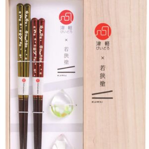 Kawaii 028781 Chopsticks and Chopsticks Holder, Tsugaru Vidro x Wakasa, Painted Gift, Cherry Blossom Corridor, Made in Japan