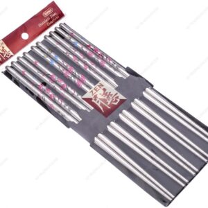 Stainless Steel Chopstick with butterflies and flowers Design, 5 Pairs