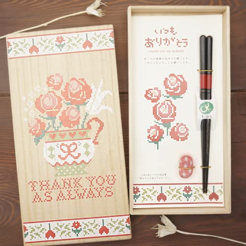 Hyozaemon Chopsticks Gift Set Five roses to weave your feelings (chopsticks x1, rest x1 ,box /Chopstick rests are assorted)