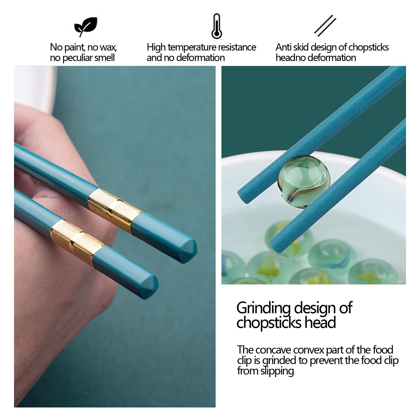 Chanjiso 5 Pairs Metal Chopsticks Dishwasher Safe,Lightweight Easy to Use Metal Chop Stick Utensils.