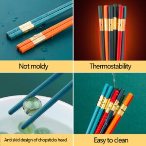 Chanjiso 5 Pairs Metal Chopsticks Dishwasher Safe,Lightweight Easy to Use Metal Chop Stick Utensils.