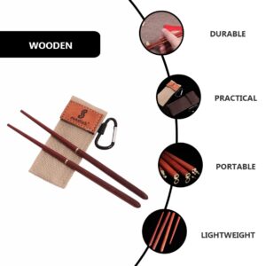 CLISPEED 2 Pairs Folding Office& Home Outdoor for Gift Chopsticks Sticks Retractable Camping Wooden Collapsible Chop Bag Wood Chopstick Korean Foldable Pouch Natural Carrying Reusable with