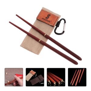 CLISPEED 2 Pairs Folding Office& Home Outdoor for Gift Chopsticks Sticks Retractable Camping Wooden Collapsible Chop Bag Wood Chopstick Korean Foldable Pouch Natural Carrying Reusable with