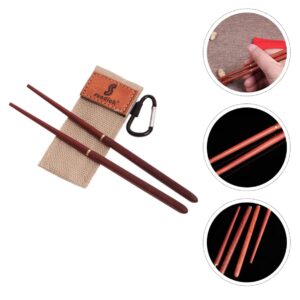 CLISPEED 2 Pairs Folding Office& Home Outdoor for Gift Chopsticks Sticks Retractable Camping Wooden Collapsible Chop Bag Wood Chopstick Korean Foldable Pouch Natural Carrying Reusable with