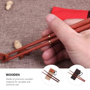 CLISPEED 2 Pairs Folding Office& Home Outdoor for Gift Chopsticks Sticks Retractable Camping Wooden Collapsible Chop Bag Wood Chopstick Korean Foldable Pouch Natural Carrying Reusable with