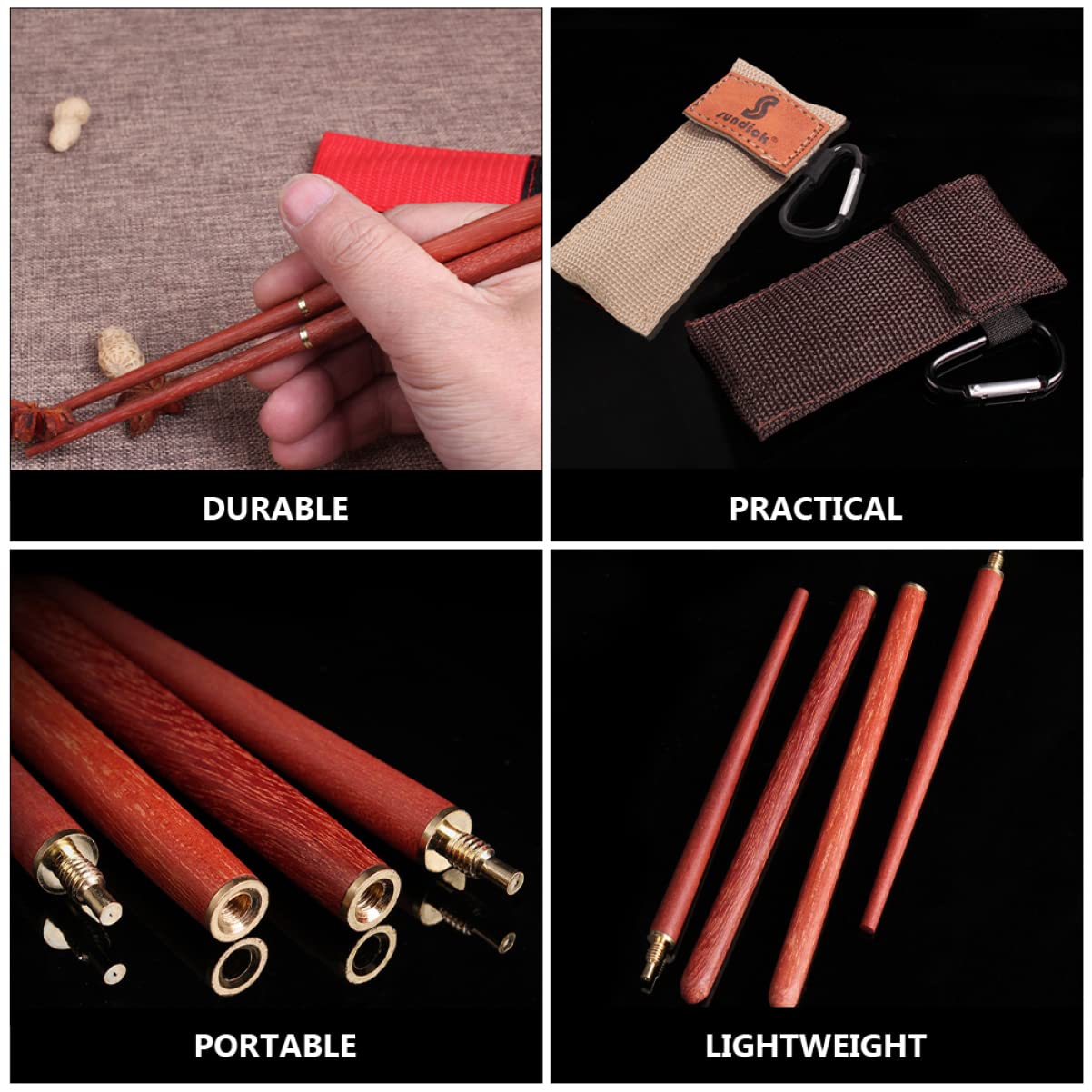 CLISPEED 2 Pairs Folding Office& Home Outdoor for Gift Chopsticks Sticks Retractable Camping Wooden Collapsible Chop Bag Wood Chopstick Korean Foldable Pouch Natural Carrying Reusable with