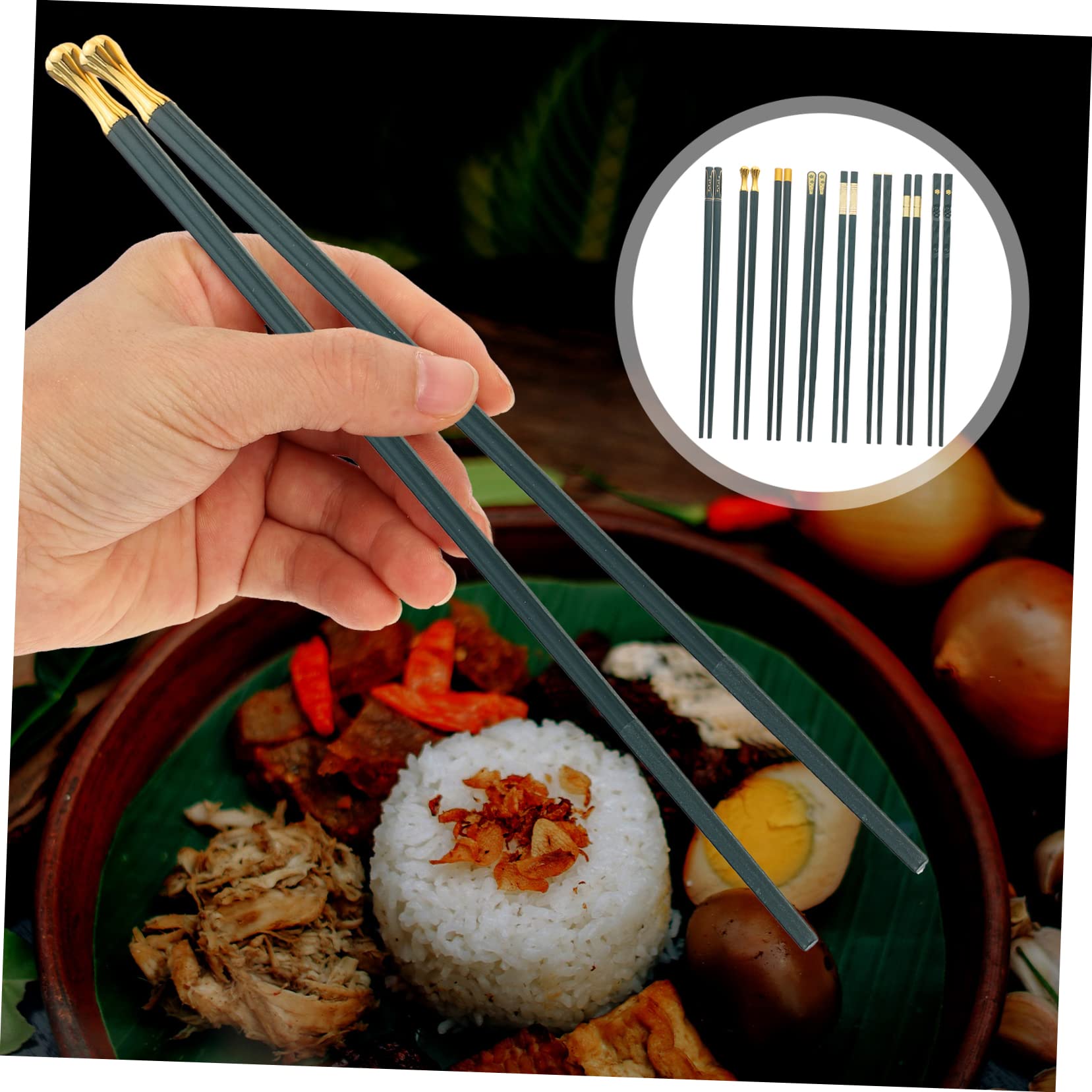 Holibanna 8 Pairs Japanese Alloy Chopsticks Japanese Chopsticks Wooden Chinese Wooden Chopsticks Chinese Chopsticks Glass Anti-slip Chopsticks Tableware Japanese-style The Pet