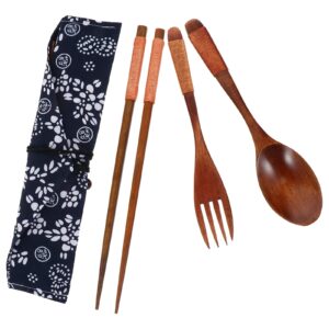 set cutlery spoon wood dinnerware coffee spoon wooden flatware ramen kit portable chop sticks wooden forks wooden spoon portable chopsticks wooden cutlery tie up travel manual log