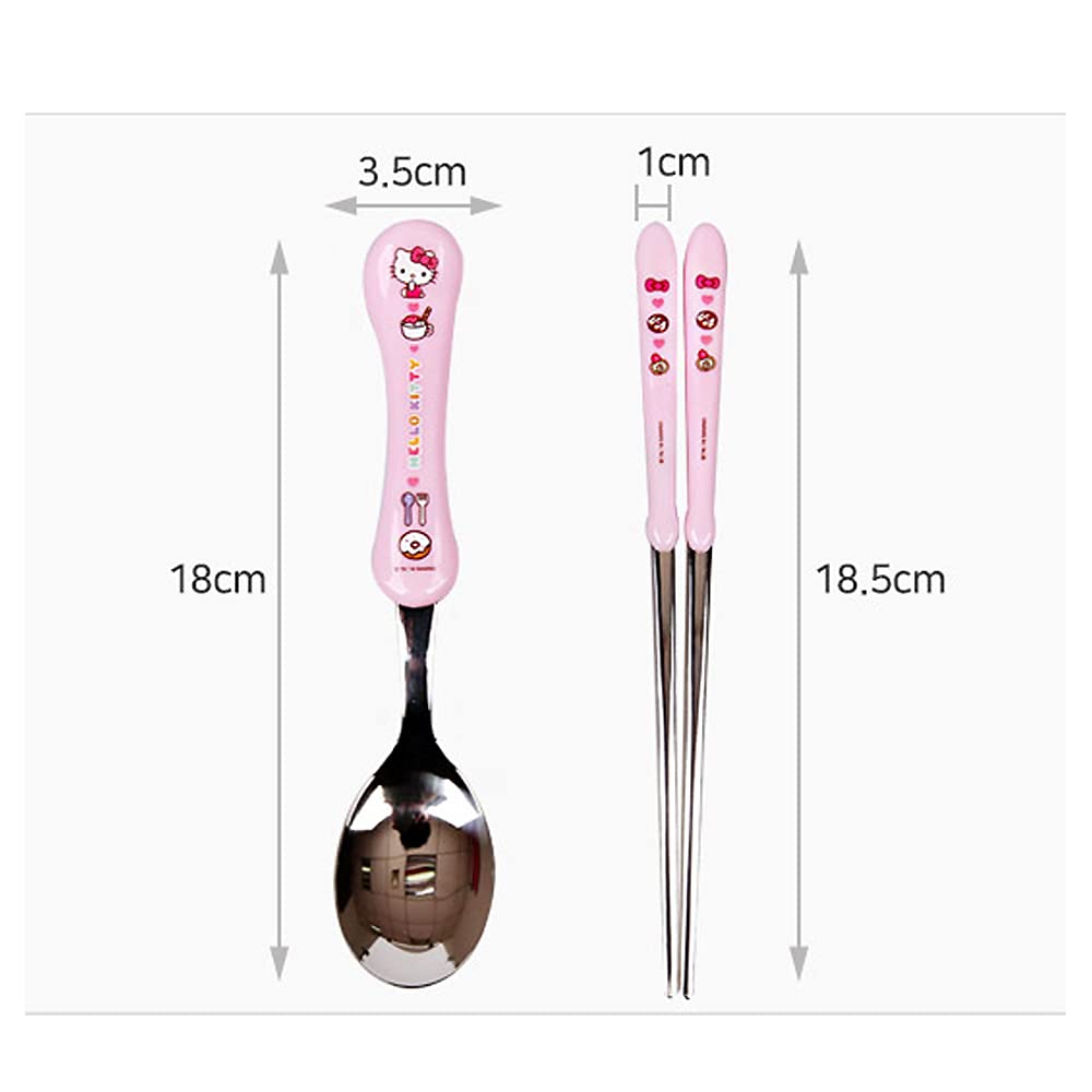 Hello Kitty Stainless Steel Spoon & Chopsticks Utensil Set