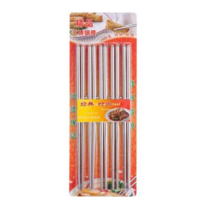 10 Pcs (5 Pairs) Tapered Silver Stainless Steel Chopsticks for Rice, Noodles, Sushi