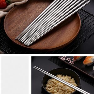 Taohang 5 Pairs Stainless Steel Reusable Chopsticks Dishwasher Safe Metal Chopsticks Lightweight Chop Sticks for Home and Restaurant (square)