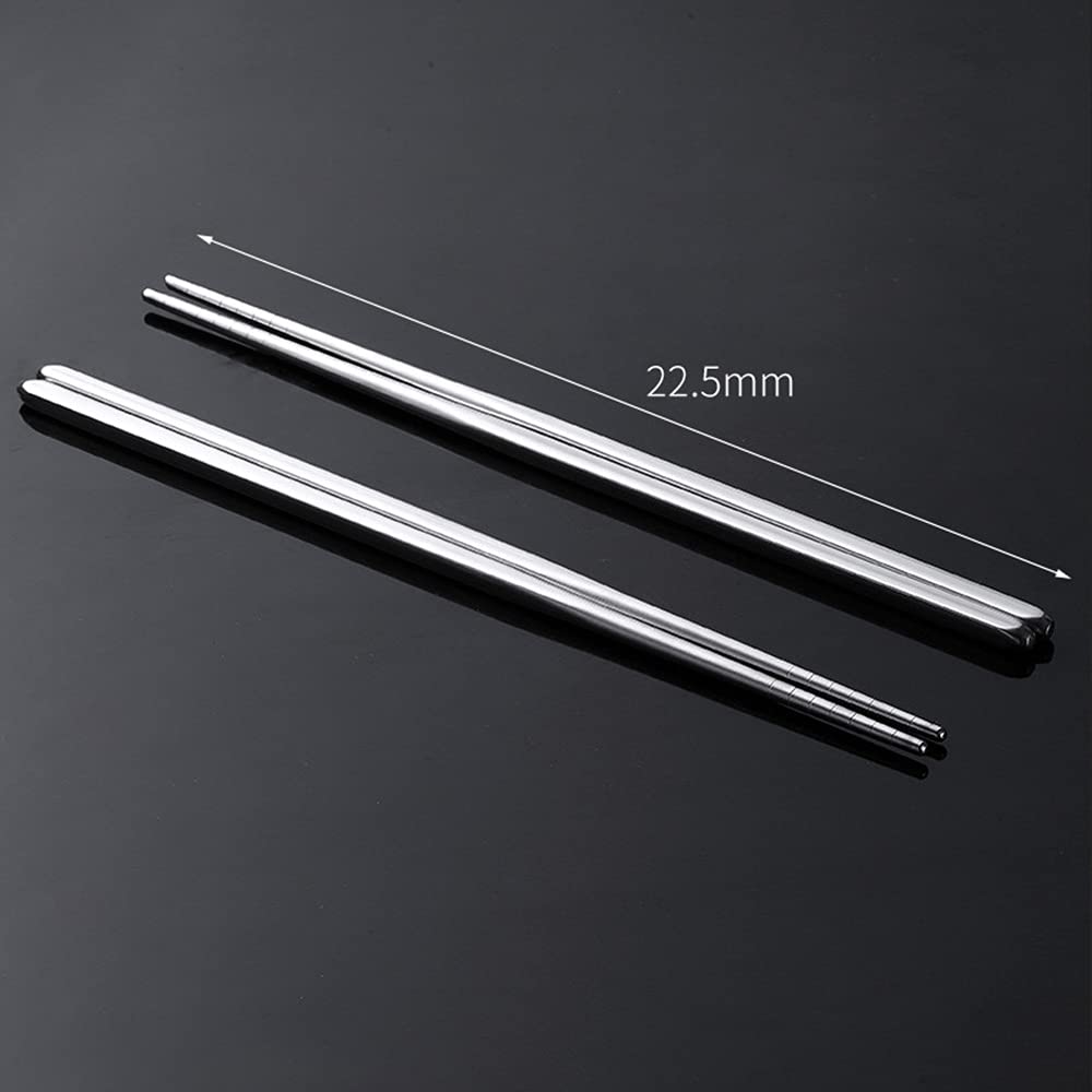 Taohang 5 Pairs Stainless Steel Reusable Chopsticks Dishwasher Safe Metal Chopsticks Lightweight Chop Sticks for Home and Restaurant (square)