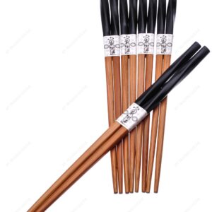 M.V. Trading 900241BK Japanese Bamboo Chopstick Twisted Design, Black, 5 Pairs