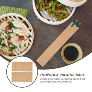 Operitacx 200pcs Kraft Paper Chopsticks Bag Paper Cutlery Sleeve Chopsticks Sleeve Cover One Time Chopsticks Pockets Disposable Serving Utensils Chopstick Paper Bag Pocket Paper Tableware