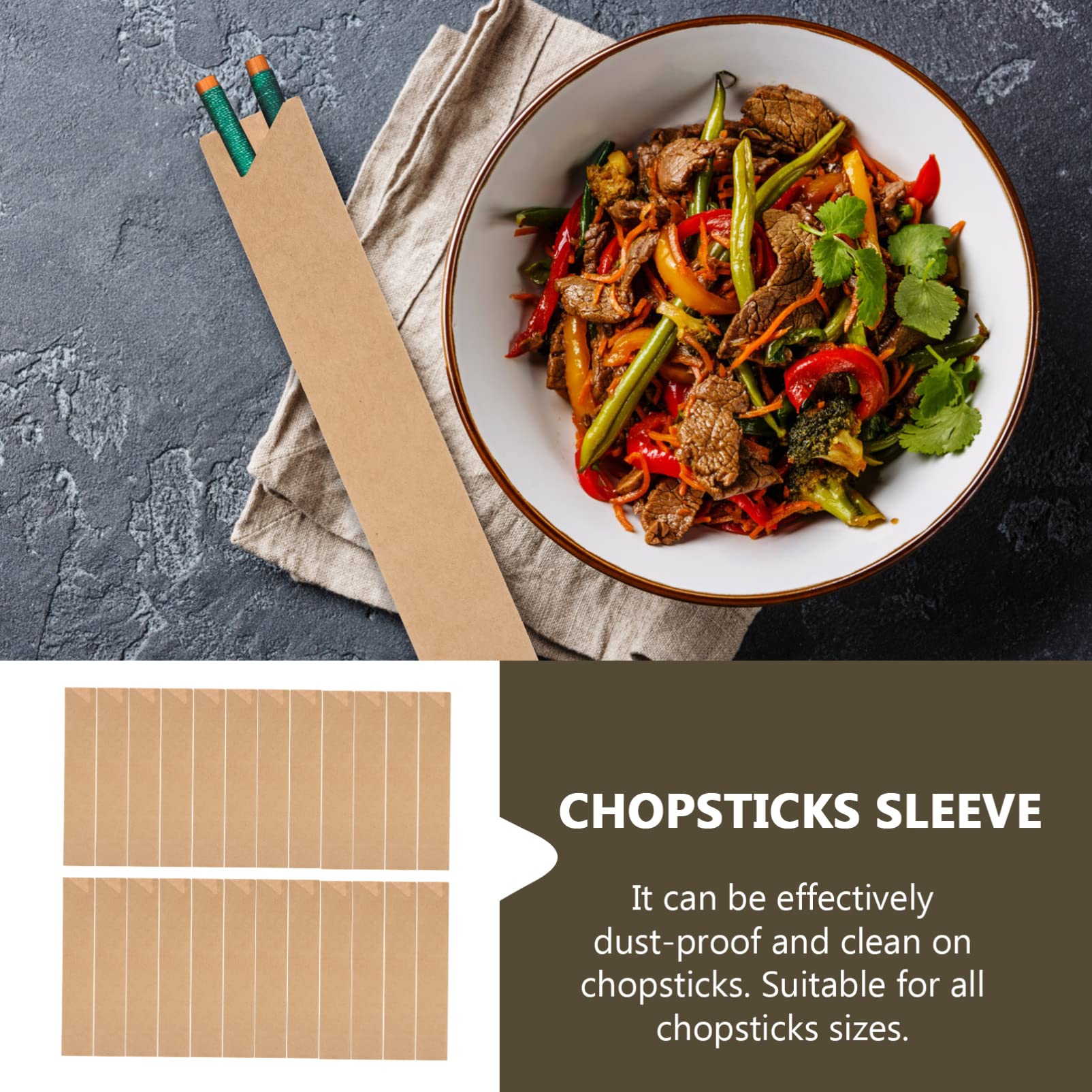 Operitacx 200pcs Kraft Paper Chopsticks Bag Paper Cutlery Sleeve Chopsticks Sleeve Cover One Time Chopsticks Pockets Disposable Serving Utensils Chopstick Paper Bag Pocket Paper Tableware