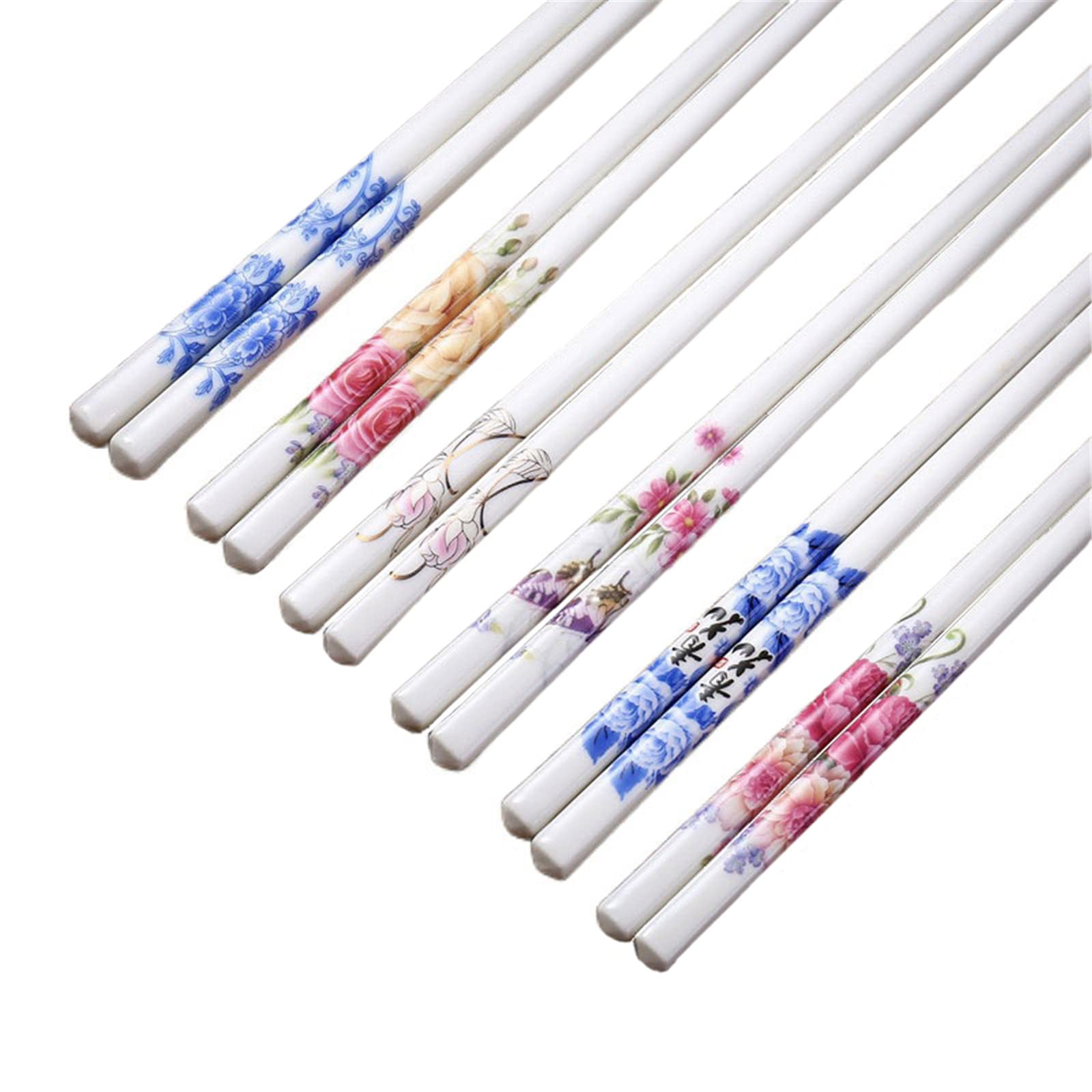 6 Pairs Ceramic Chopsticks, 9.7" Reusable Chinese Chopsticks Dishwasher Safe(6 Pairs Different Patterns)