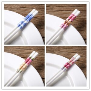 6 Pairs Ceramic Chopsticks, 9.7" Reusable Chinese Chopsticks Dishwasher Safe(6 Pairs Different Patterns)