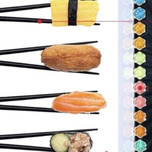 ALCSIX 10 Double food grade glass fiber alloy chopsticks, ergonomic design, anti-slip frosted texture tip is easy to grab food, round Roman column black main design is anti-slip and easy to grasp.