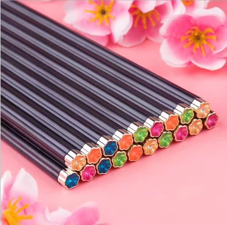 ALCSIX 10 Double food grade glass fiber alloy chopsticks, ergonomic design, anti-slip frosted texture tip is easy to grab food, round Roman column black main design is anti-slip and easy to grasp.