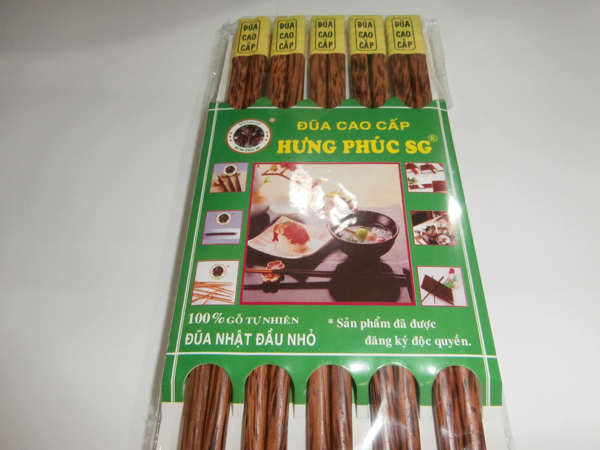 Hung Phuc SG set of 10 pairs high quality Vietnamese coconut wood chopsticks