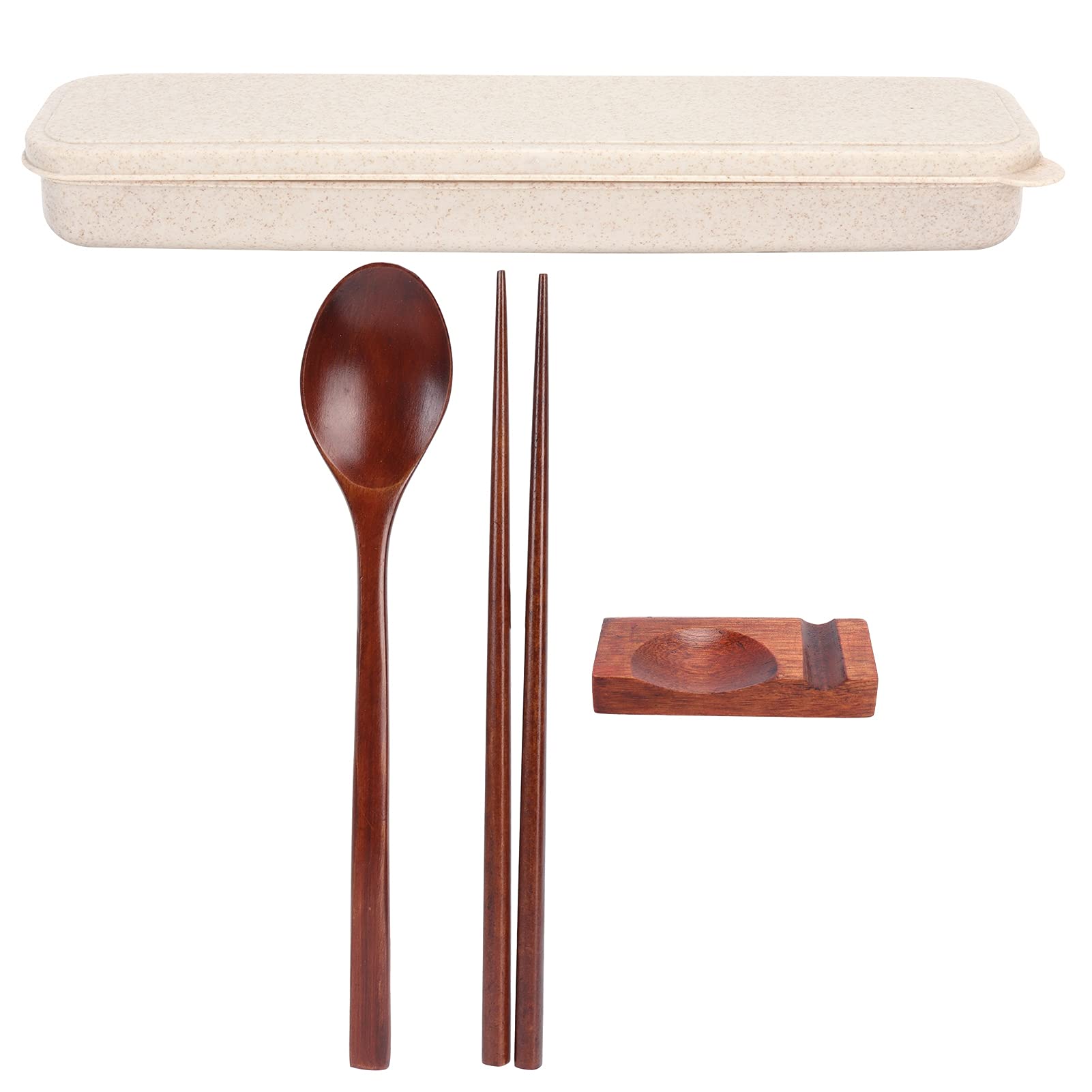 8Pcs Set Wooden Chopsticks Spoon, Wooden Spoon Chopsticks Reusable Tableware Cutlery Set with Storage Boxtravel Utensils for Office Camping Traveling