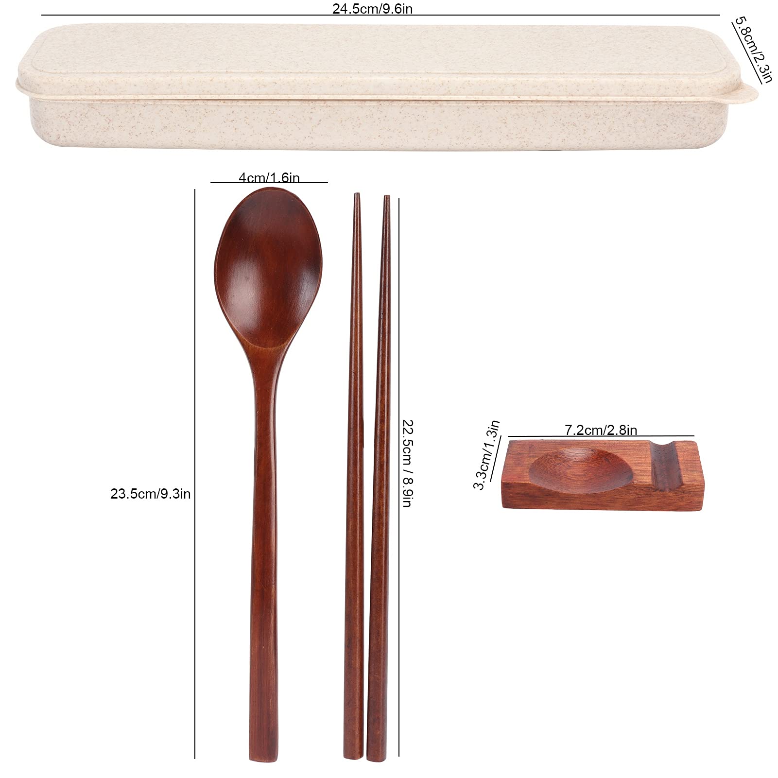 8Pcs Set Wooden Chopsticks Spoon, Wooden Spoon Chopsticks Reusable Tableware Cutlery Set with Storage Boxtravel Utensils for Office Camping Traveling