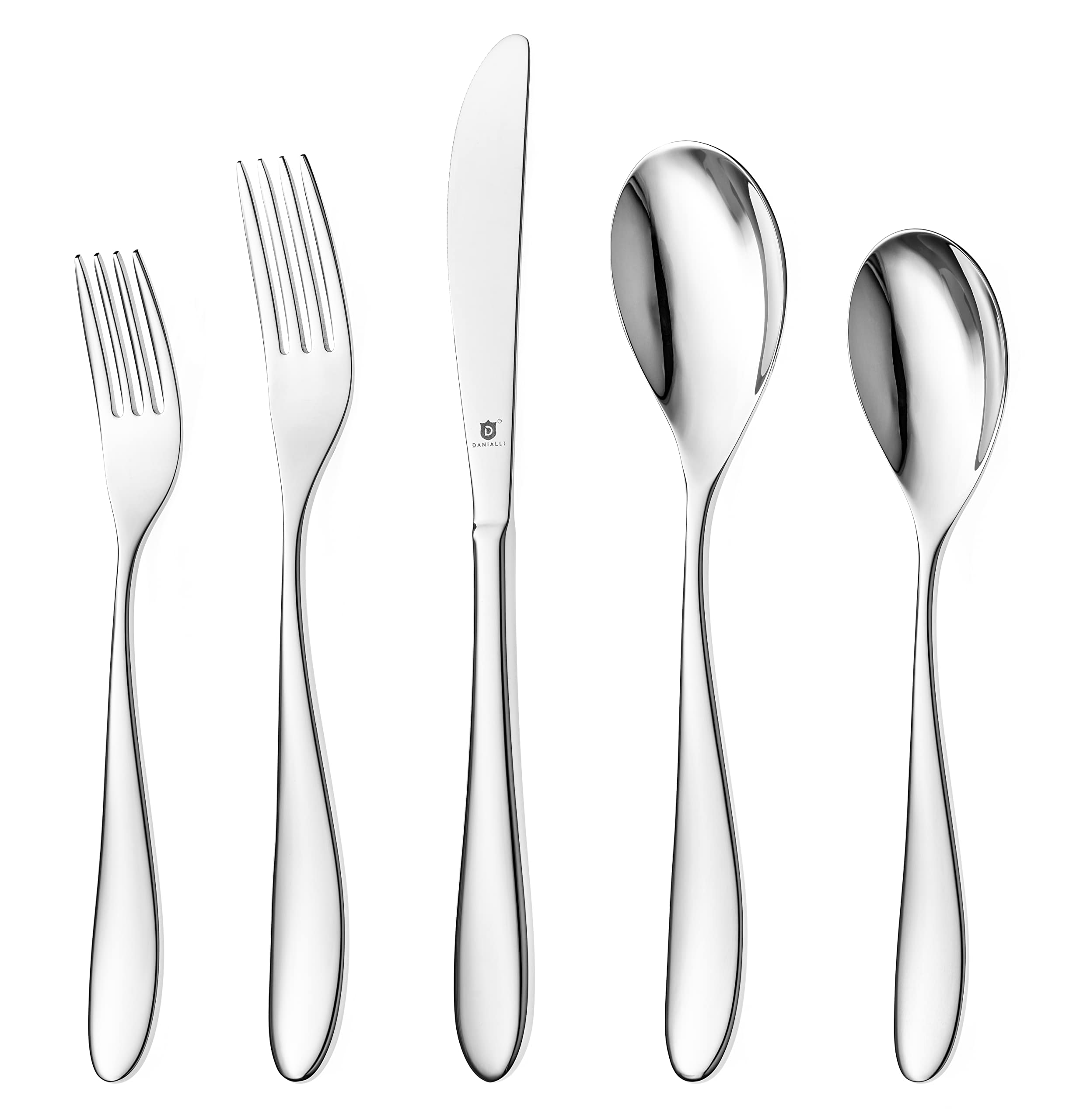 DANIALLI Modern Marettimo Silverware Set - 18/10 Stainless Steel Flatware Set for Elegant Dining - Dishwasher Safe Cutlery Set (30-Piece)