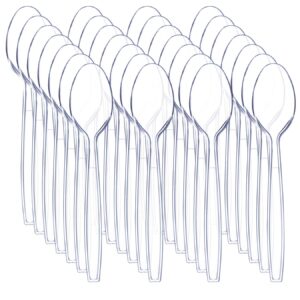 liacere 360 pieces clear plastic spoons - heavyweight disposable spoons-6.7inch heavy duty clear cutlery - plastic utensils - perfect for parties and restaurants