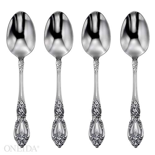 Oneida Wordsworth Everyday Flatware Dinner Spoons 18/0 Stainless Steel, Set of 4, Silver